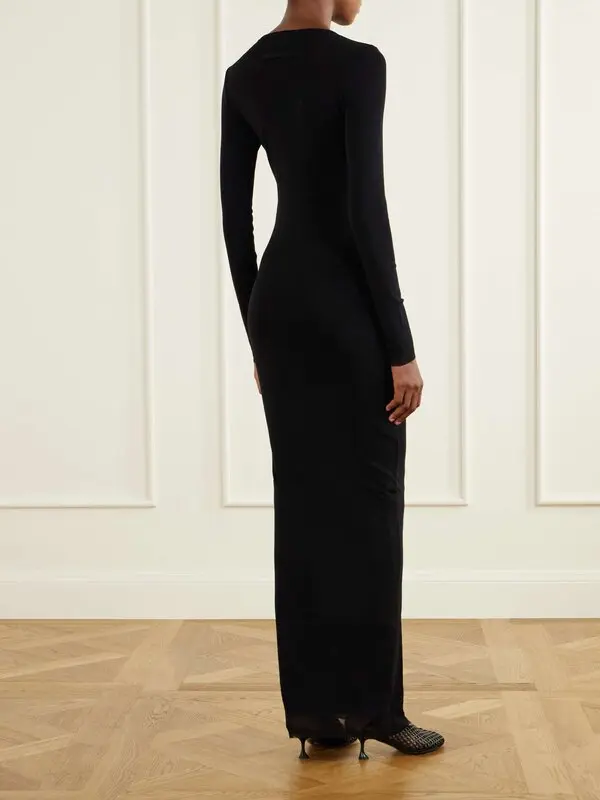JEAN PAUL GAULTIER Logo Embellished Mesh Maxi Dress