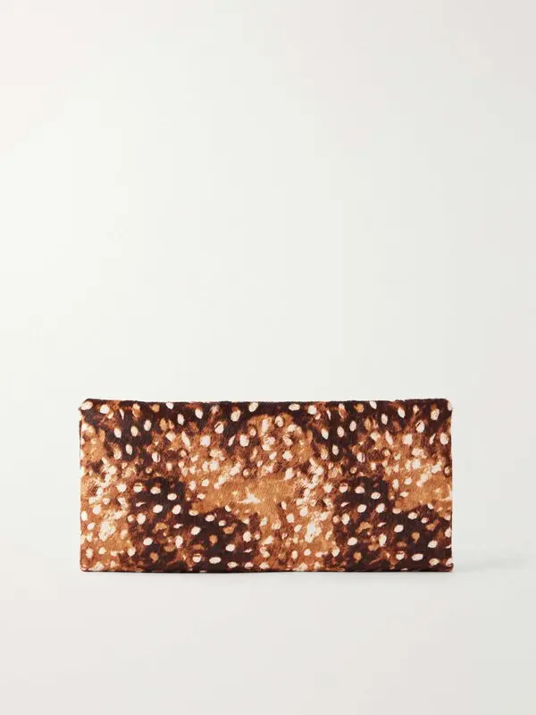 Staud Muse Animal-print Calf Hair Clutch - Brown