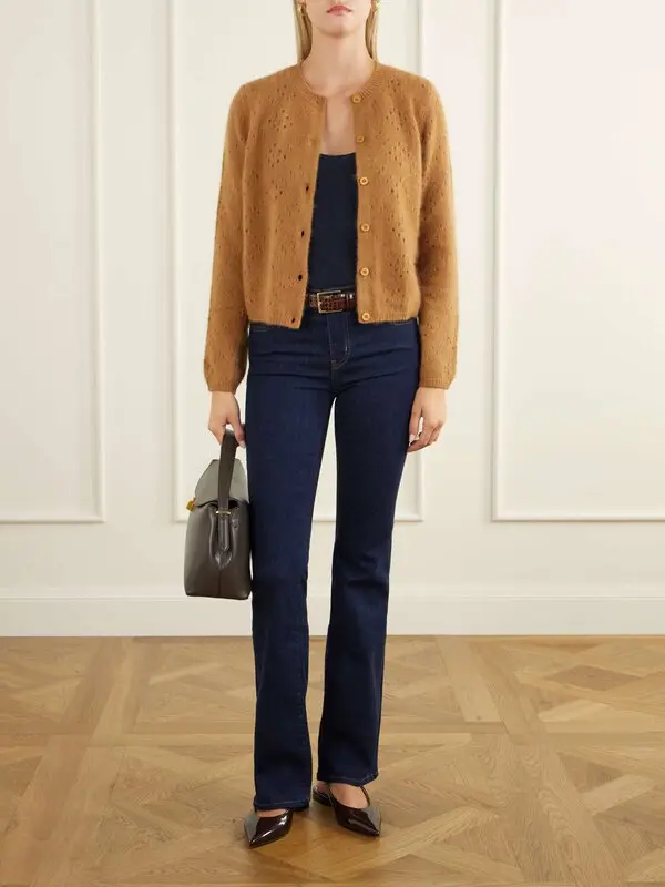 FRAME Cashmere Airy Teddy Wool And Cashmere-blend Cardigan