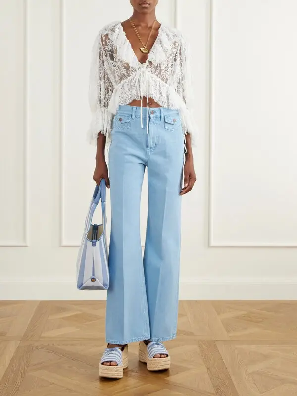 Chloé Cropped Embellished Ruffled Broderie Anglaise Cotton-blend Top - White