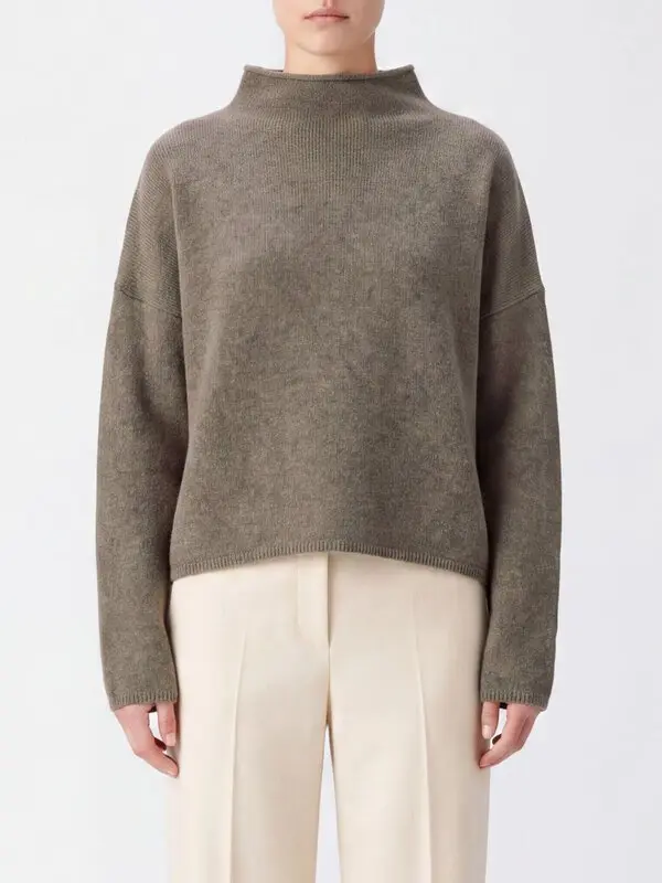 LISA YANG Pure Cashmere Funnel Neck Jumper With Dropped Shoulders