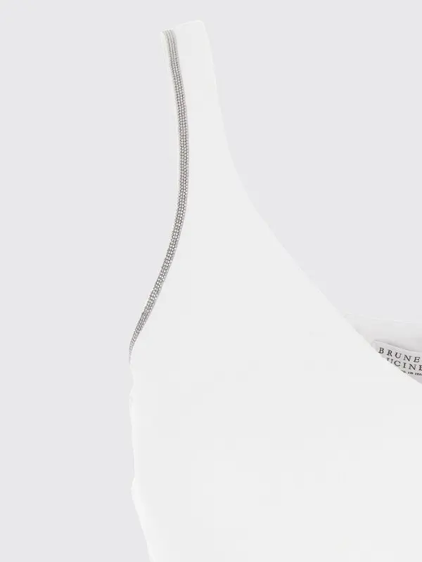 Brunello Cucinelli Slim Fit Stretch Cotton Camisole Top With Monili Detail