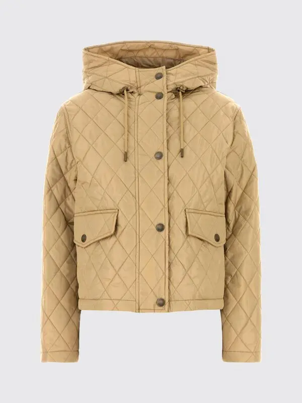 Burberry Quilted Nylon Hooded Short Puffer Jacket With Patch Pockets