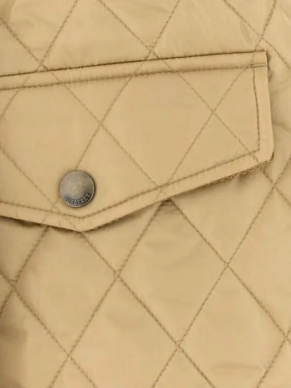 Burberry Quilted Nylon Hooded Short Puffer Jacket With Patch Pockets