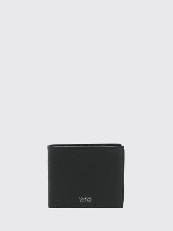 TOM FORD Grained Calfskin Leather Bifold Wallet With Foil Logo - Green