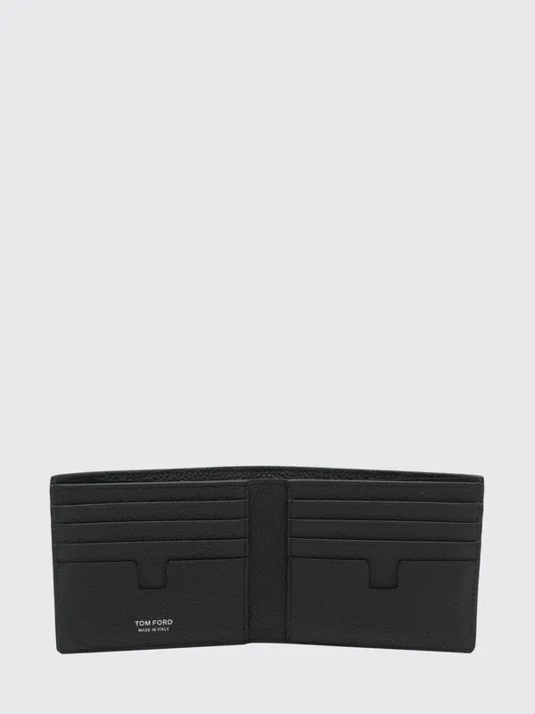 TOM FORD Grained Calfskin Leather Bifold Wallet With Foil Logo