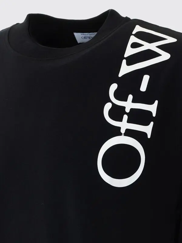 Off-White Contrast Logo Cotton T-shirt With Dropped Shoulders - Black 1