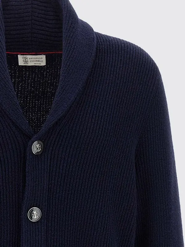 Brunello Cucinelli Shawl Collar Cotton Cardigan - Blue