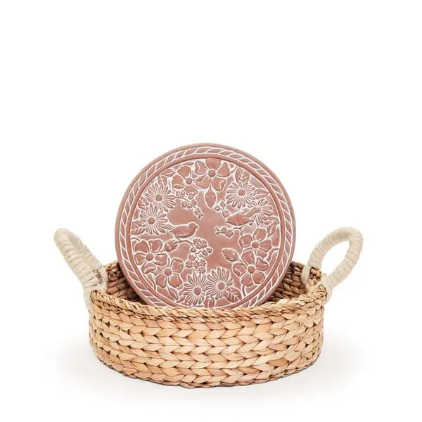 KORISSA Neutrals / Bread Warmer & Basket Garden Round