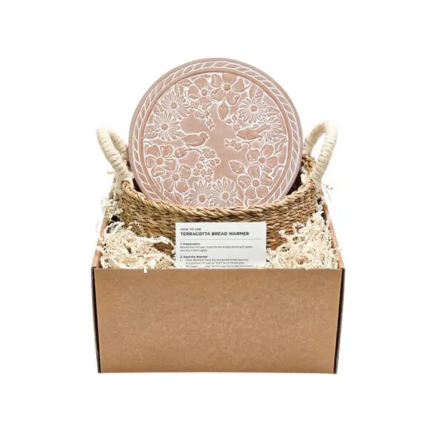 KORISSA Neutrals/ Bread Warmer & Basket Garden Round - Brown