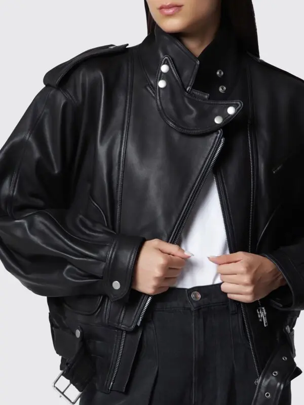 Isabel Marant Étoile Farza Relaxed Fit Lambskin Biker Jacket