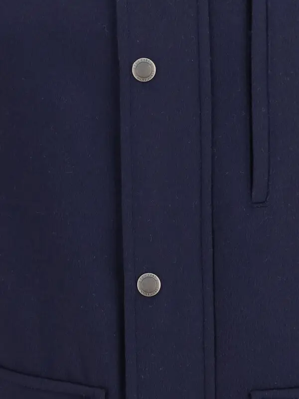 Brunello Cucinelli Single-breasted Short Virgin Wool Coat With Leather Collar