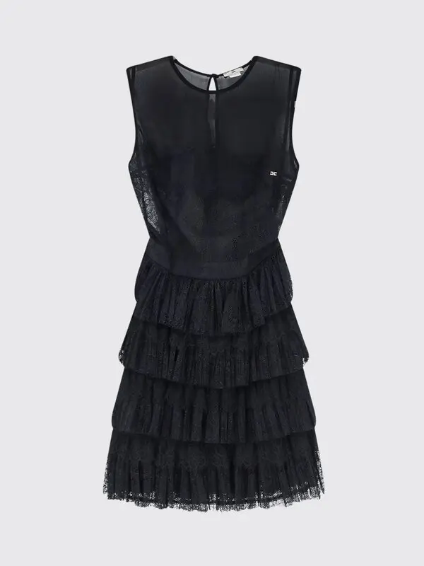 Elisabetta Franchi A-line Off-the-shoulder Lace And Tulle Mini Dress With Ruffles