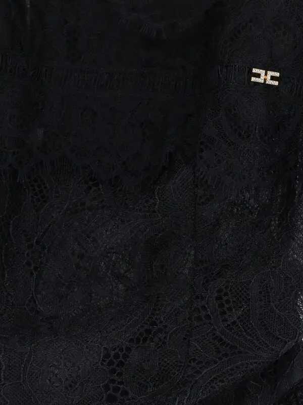 Elisabetta Franchi A-line Off-the-shoulder Lace And Tulle Mini Dress With Ruffles