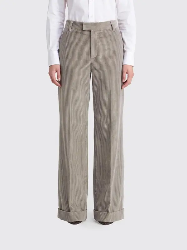 Brunello Cucinelli High-waisted Wide-leg Corduroy Trousers With Monili Detail - Green