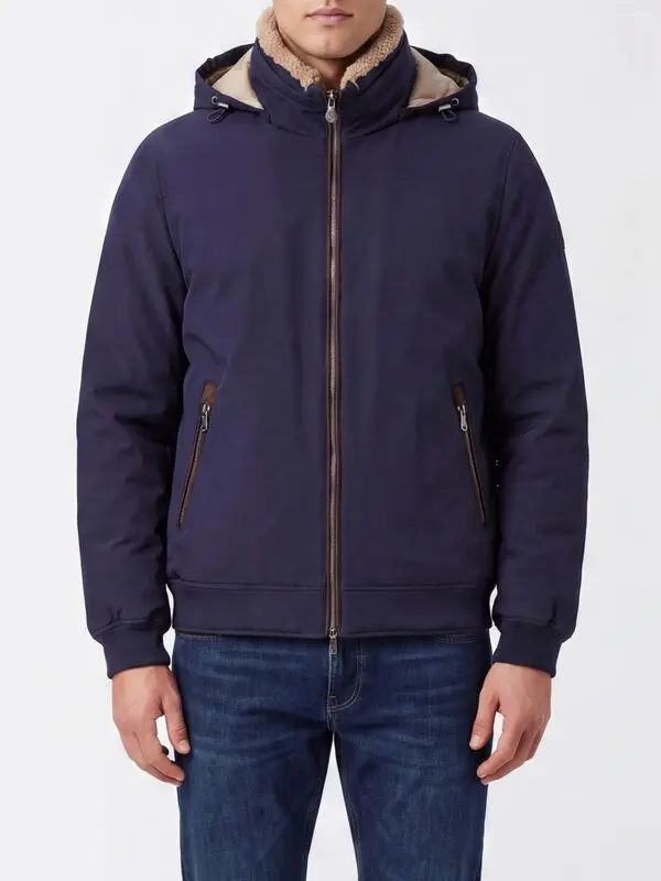 Brunello Cucinelli Stretch Nylon Down Jacket With Detachable Hood - Blue