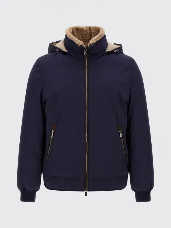 Brunello Cucinelli Stretch Nylon Down Jacket With Detachable Hood - Blue