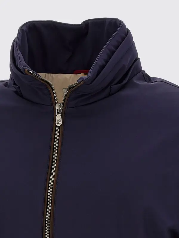Brunello Cucinelli Stretch Nylon Down Jacket With Detachable Hood - Blue