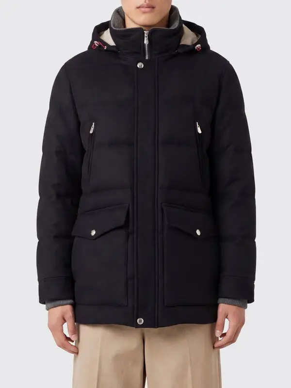 Brunello Cucinelli Padded Wool Parka With Detachable Hood - Black