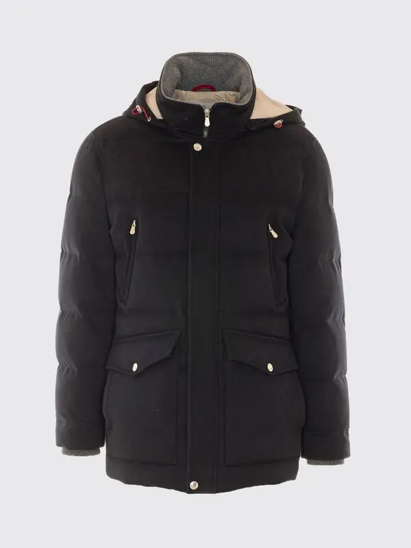 Brunello Cucinelli Padded Wool Parka With Detachable Hood - Black