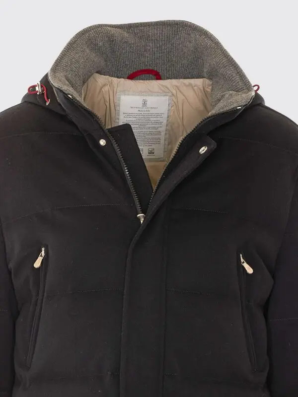 Brunello Cucinelli Padded Wool Parka With Detachable Hood - Black