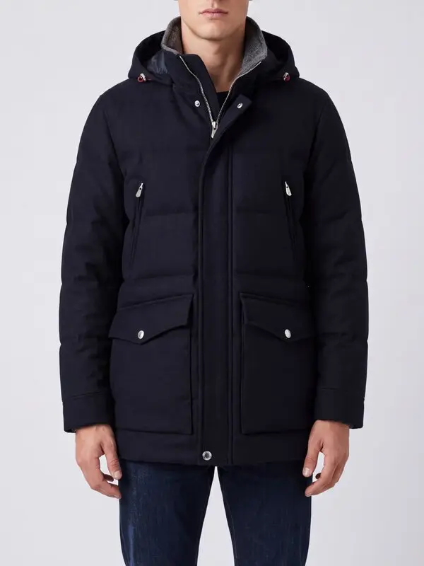 Brunello Cucinelli Padded Wool Parka With Detachable Hood - Grey 1