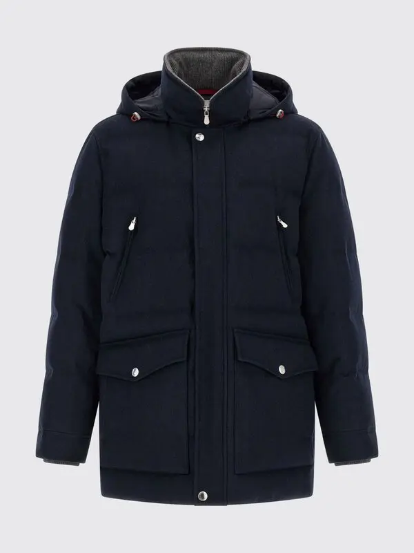 Brunello Cucinelli Padded Wool Parka With Detachable Hood - Grey 1