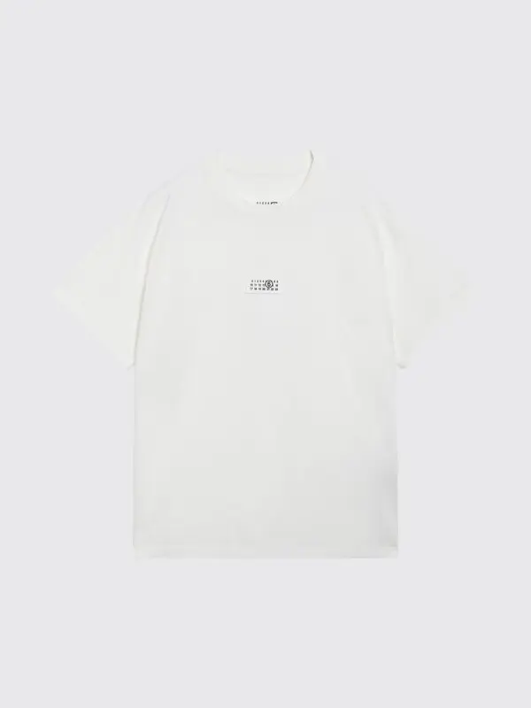 MAISON MARGIELA Crewneck Cotton T-shirt With Numeric Logo Print - Beige