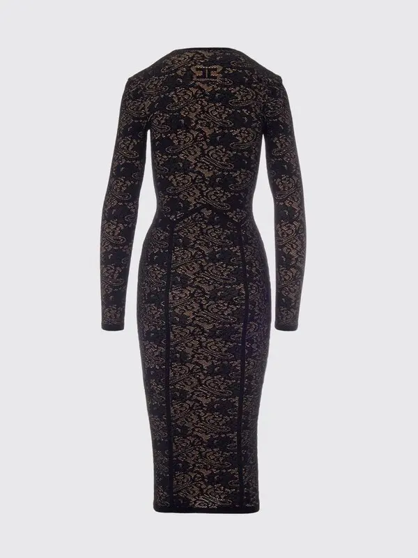 Elisabetta Franchi Lace Midi Sheath Dress With Cut-out Details