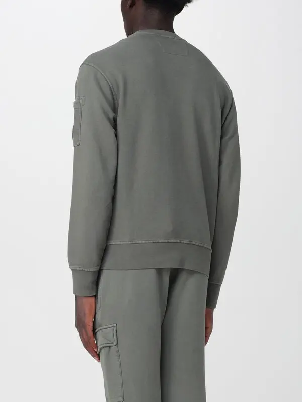 C.P. COMPANY Crewneck Cotton Sweatshirt With Sleeve Logo Patch