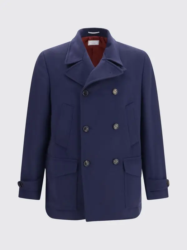 Brunello Cucinelli Double-breasted Caban Coat In Pure Merino Wool With Lapels