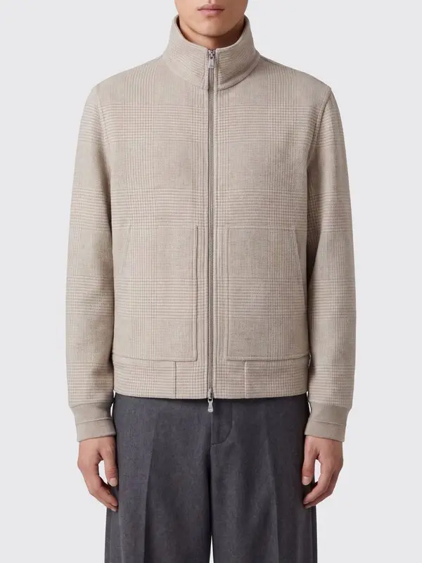 Brunello Cucinelli Prince Of Wales Check Cashmere Bomber Jacket