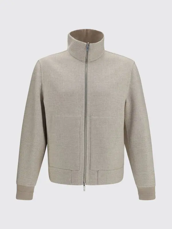 Brunello Cucinelli Prince Of Wales Check Cashmere Bomber Jacket