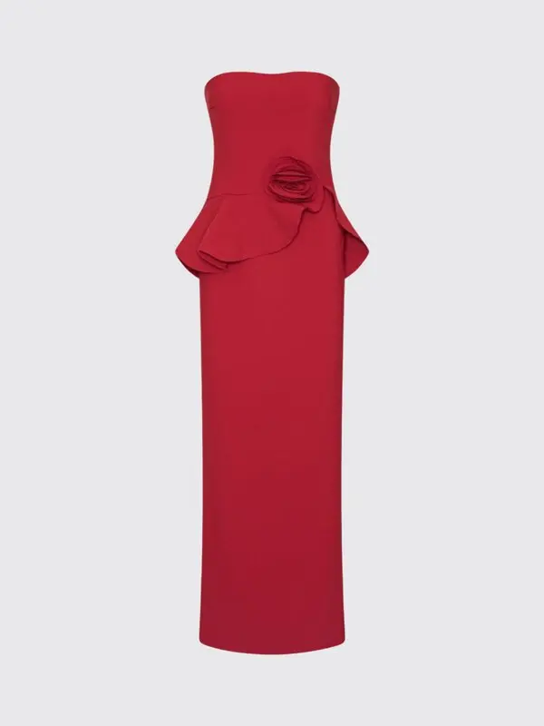 ROTATE BY BIRGER CHRISTENSEN Off-the-shoulder Crêpe Sheath Gown With Flower Detail - Red