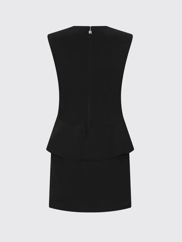 ROTATE BY BIRGER CHRISTENSEN Sleeveless Crêpe Sheath Mini Dress With Flower Appliqué And Ruffles