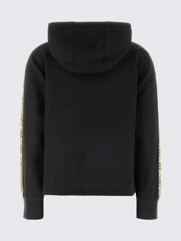 Burberry Hooded Zip-up Cotton Sweatshirt With Embroidered Ekd Logo - Black