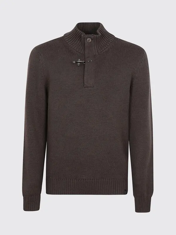 FAY Wool Long-sleeved Turtleneck With Toggle Fastening - Brown