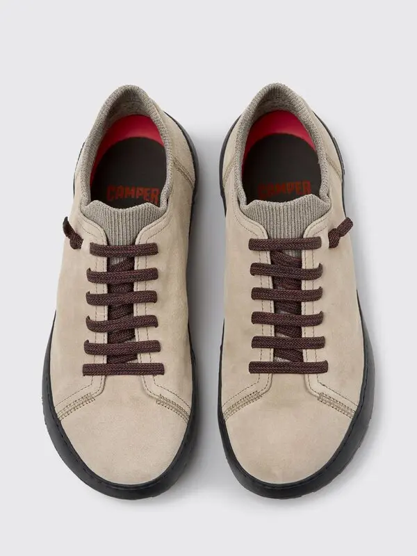 Camper Peu Serra Suede Slip-on Sneakers With Elastic Laces - Beige