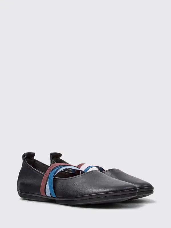Camper Twins Multi Striped Leather Mary Jane Flats