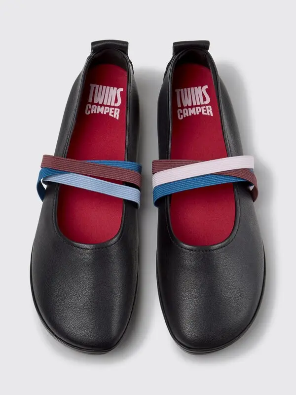 Camper Twins Multi Striped Leather Mary Jane Flats