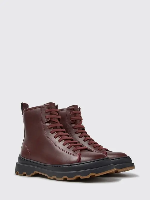 Camper Brutus+ Combat Boots In Calfskin With Side Zip And Lug Sole