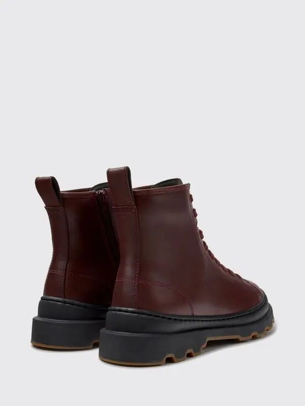 Camper Brutus+ Combat Boots In Calfskin With Side Zip And Lug Sole