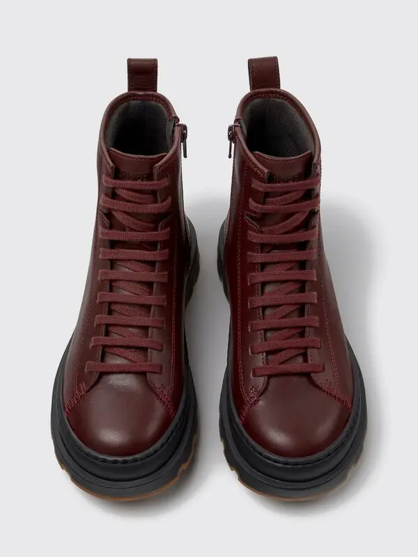 Camper Brutus+ Combat Boots In Calfskin With Side Zip And Lug Sole