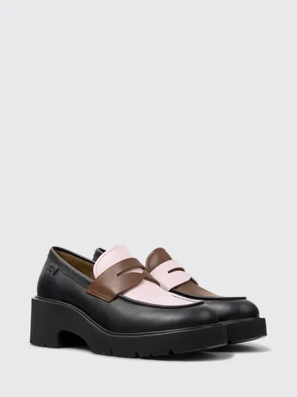 Camper Twins Bi Calfskin Penny Loafers With Platform Sole