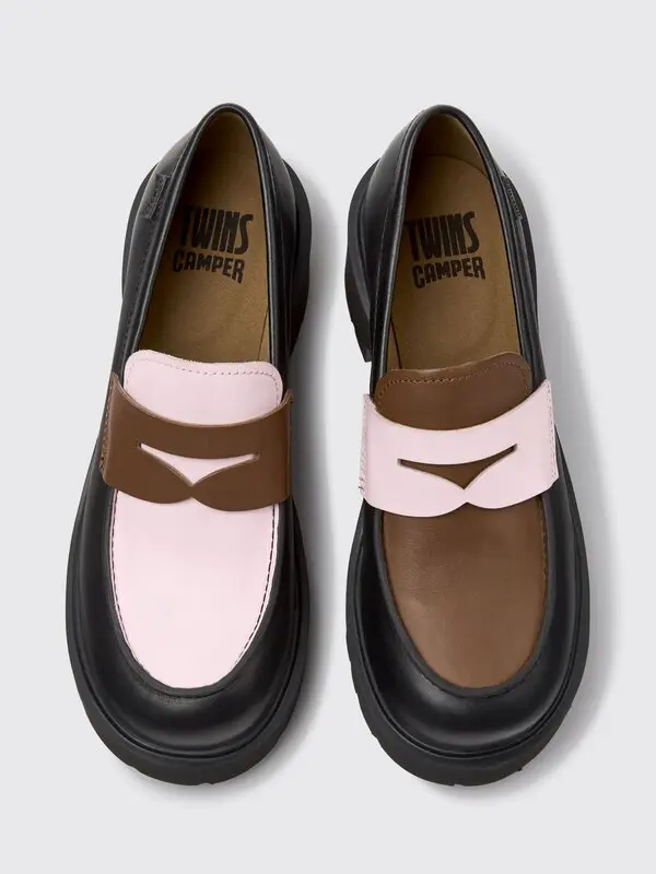 Camper Twins Bi Calfskin Penny Loafers With Platform Sole