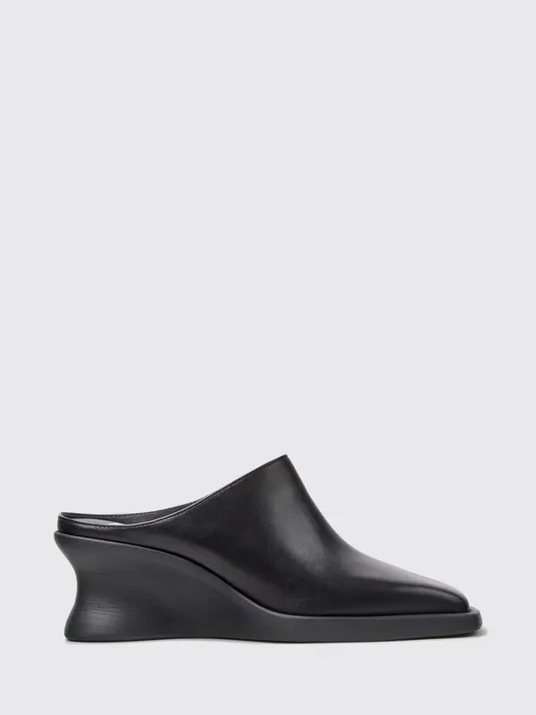 Camper Louise Calf Leather Wedge Mules With Square Toe