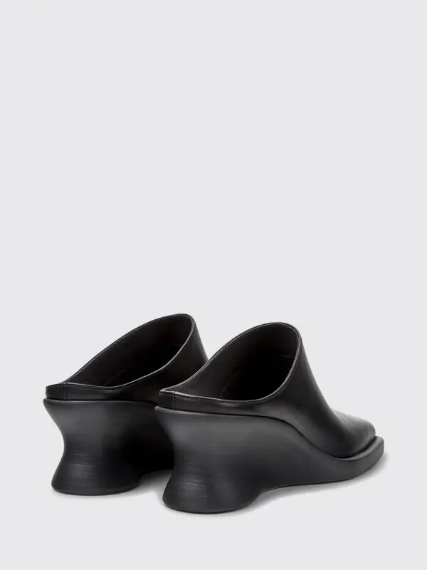 Camper Louise Calf Leather Wedge Mules With Square Toe