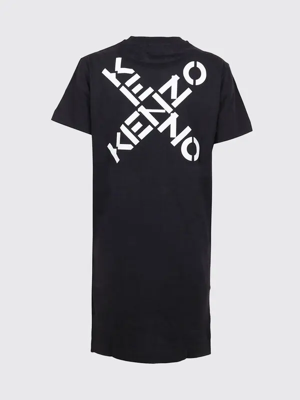 Kenzo Cotton T-shirt Mini Dress With Sequins And Asymmetrical Hem