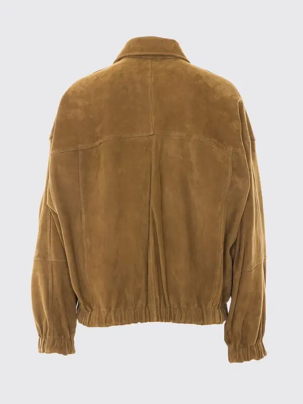 Brunello Cucinelli Suede Bomber Jacket With Concealed Fastening - Green