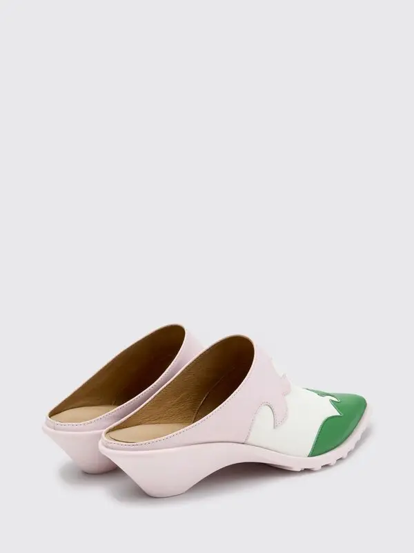 Camper Anita Smooth Calfskin Mules With Low Flared Heel